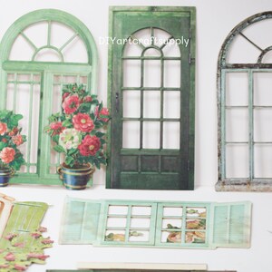 10 Pcs Victorian Vintage Window and Door Stickers, Green Window and ...