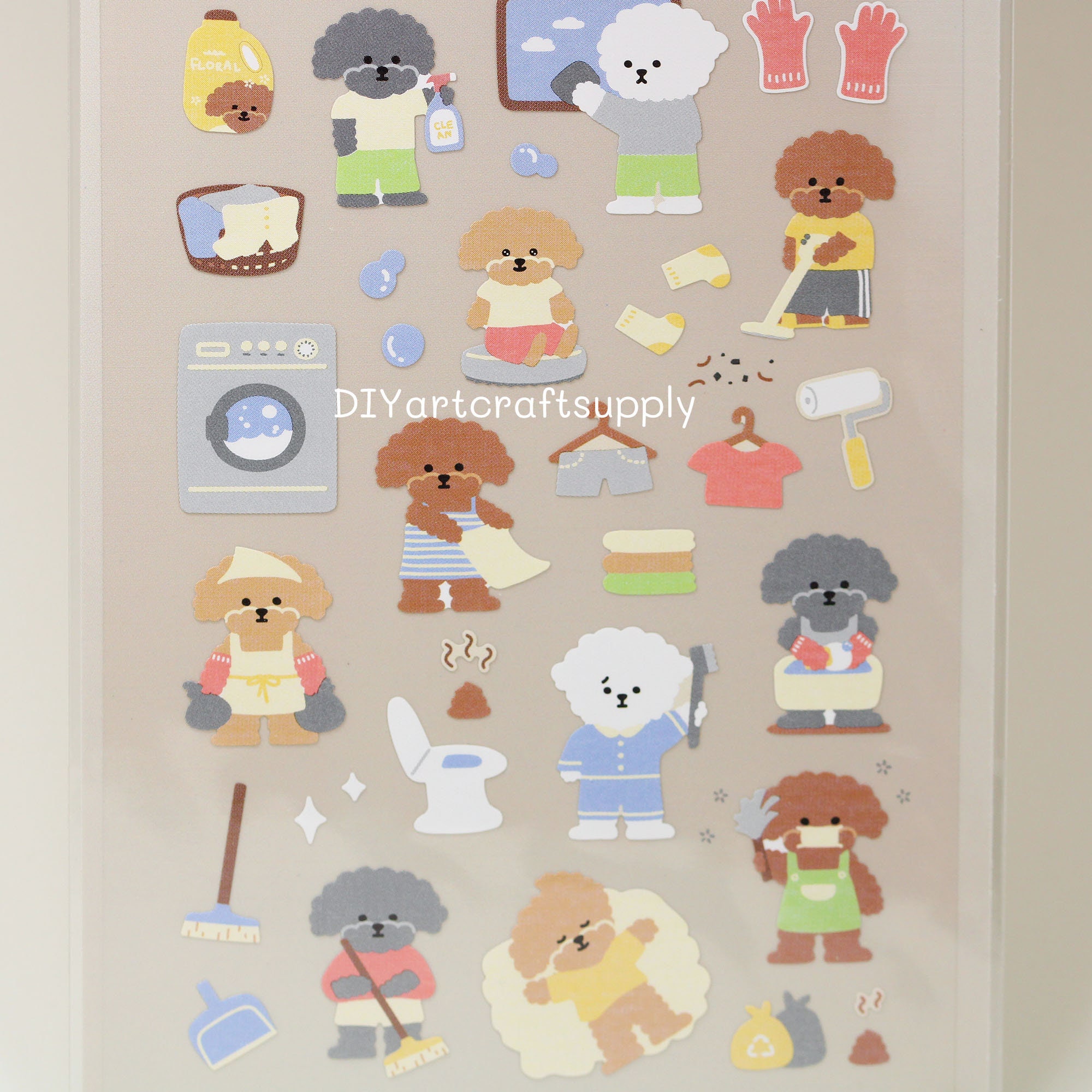 Cute Dog Sticker Sheet, Dogs Go Camping Stickers, Dogs Clean House ...