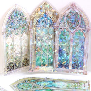 10 Pcs Holographic Gold Foil Glass Church Window Sticker Bags, Ice ...