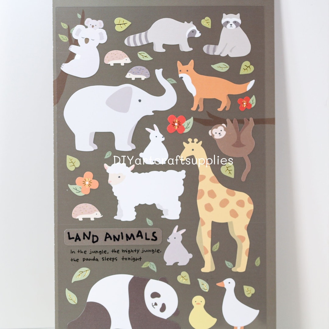 Animal Sticker Sheet, Cute Animal Paper Stickers, Kawaii Stickers ...