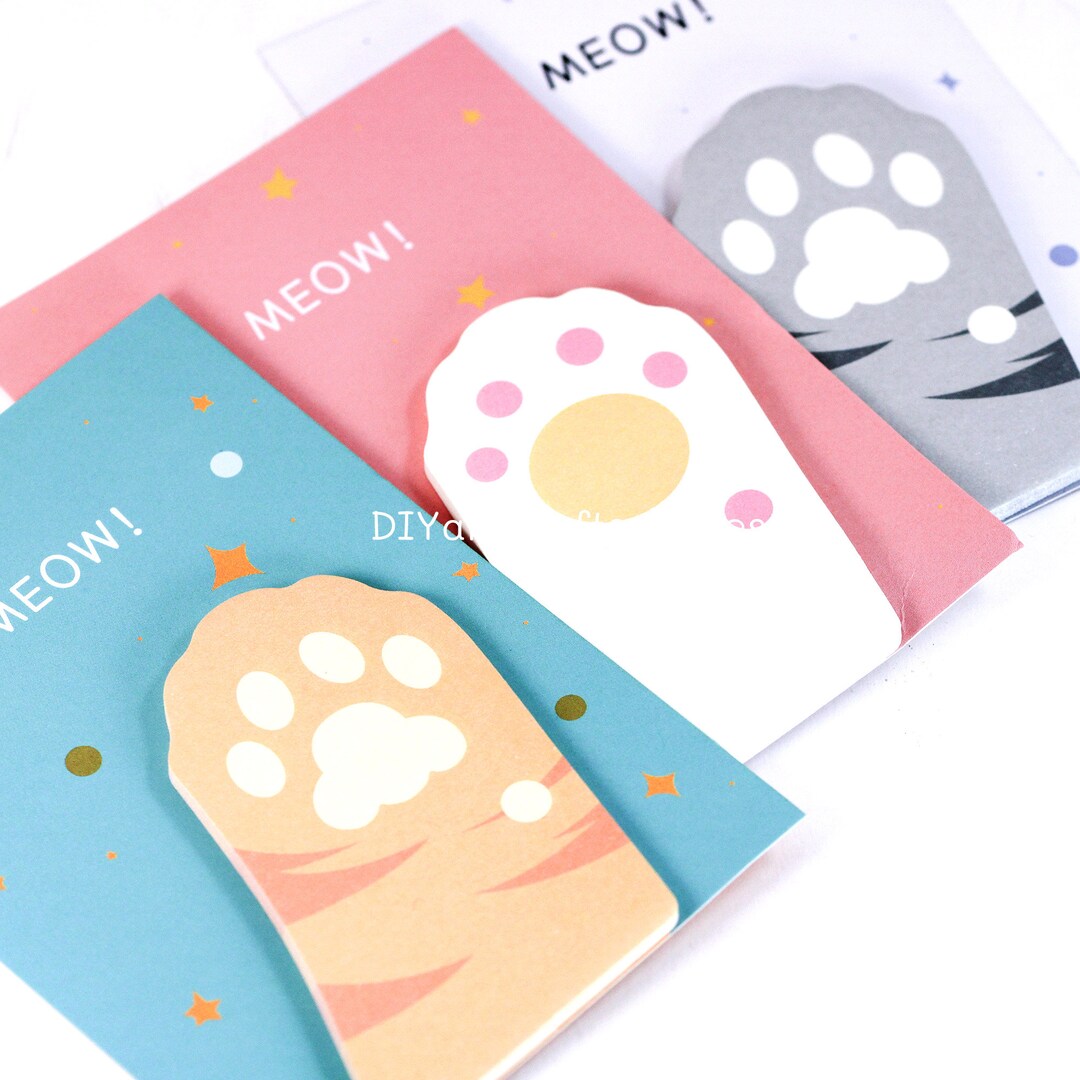 Cute Cat Paw Sticky Notes, Cat Paw Sticky Notepads, Kawaii Stationery ...