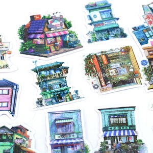 50 Pcs PVC Waterproof Japanese Stores Stickers, Scrapbook Journal ...