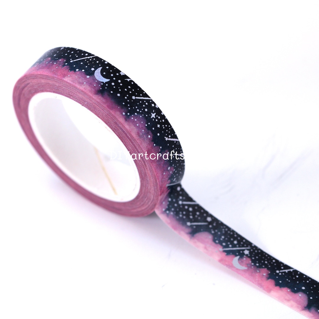 Night Sky Moon Star Washi Tape, Shooting Star Silver Foil Washi Tape ...