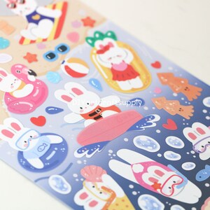 Cute Rabbit Stickers, Rabbit at the Beach Stickers, Rabbit in Space ...