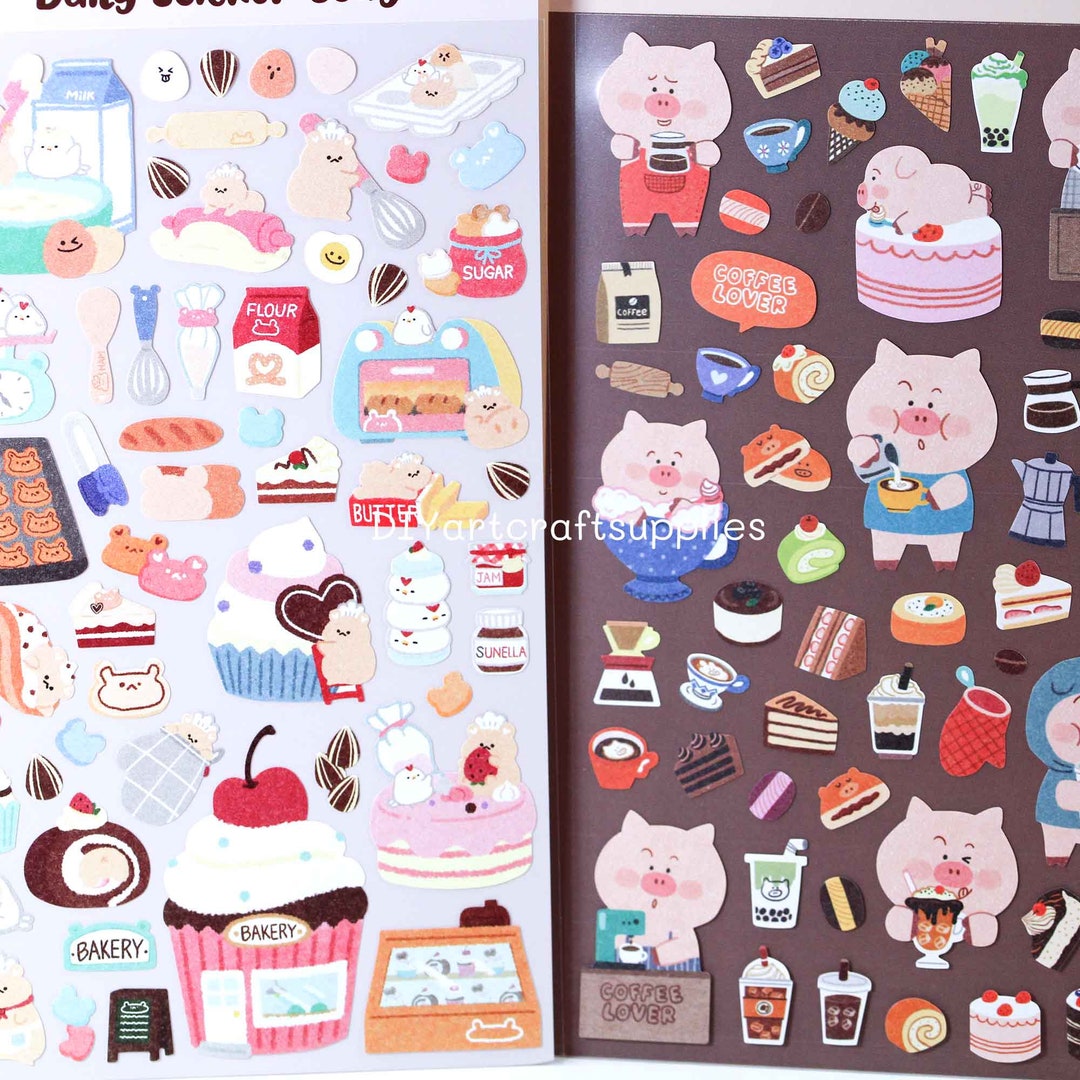 Cute Hamster and Pig Sticker Sheet, Cupcake Hamster Baker Sticker ...