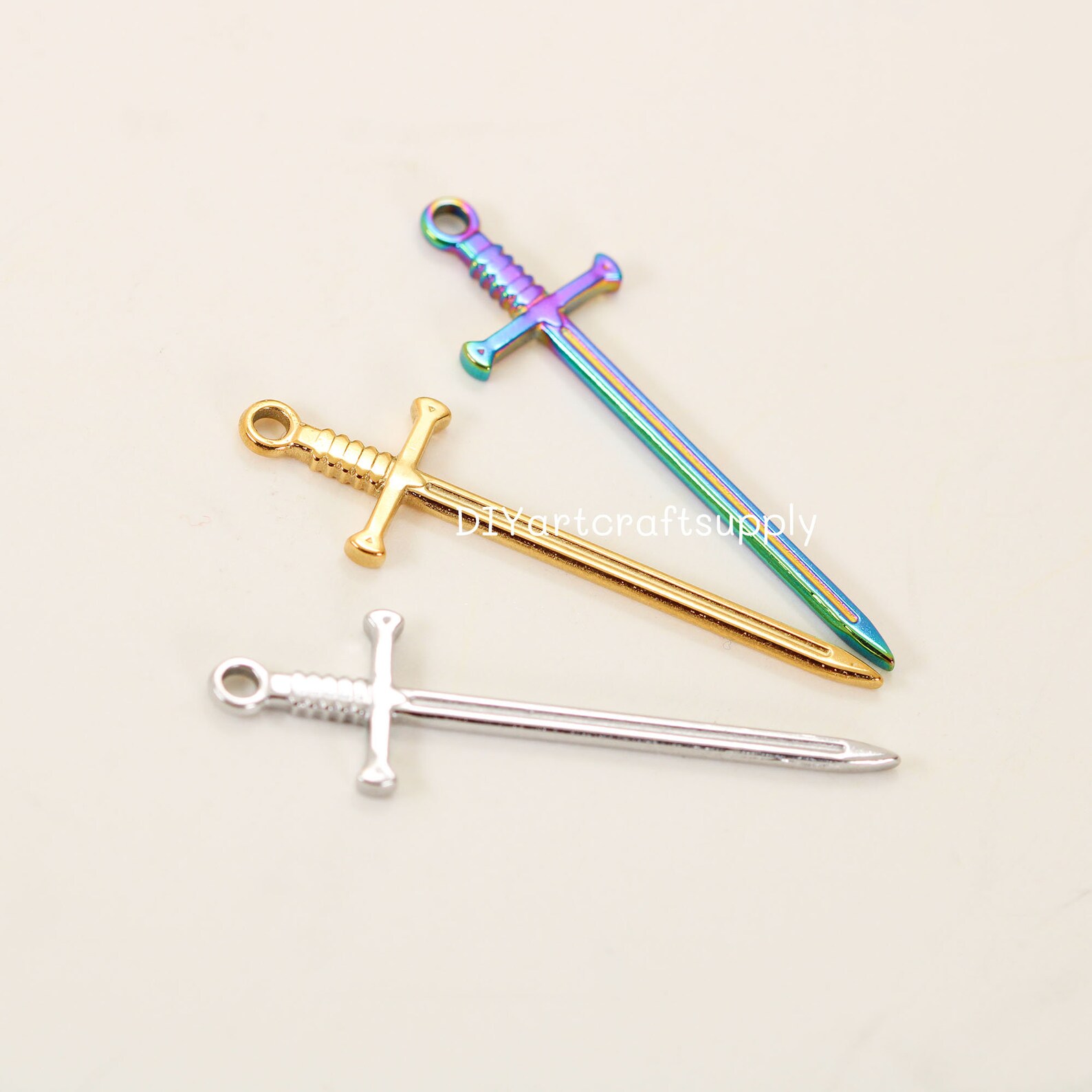 4 Pcs Lot Stainless Steel Sword Pendant Charms for DIY Jewelry Making ...