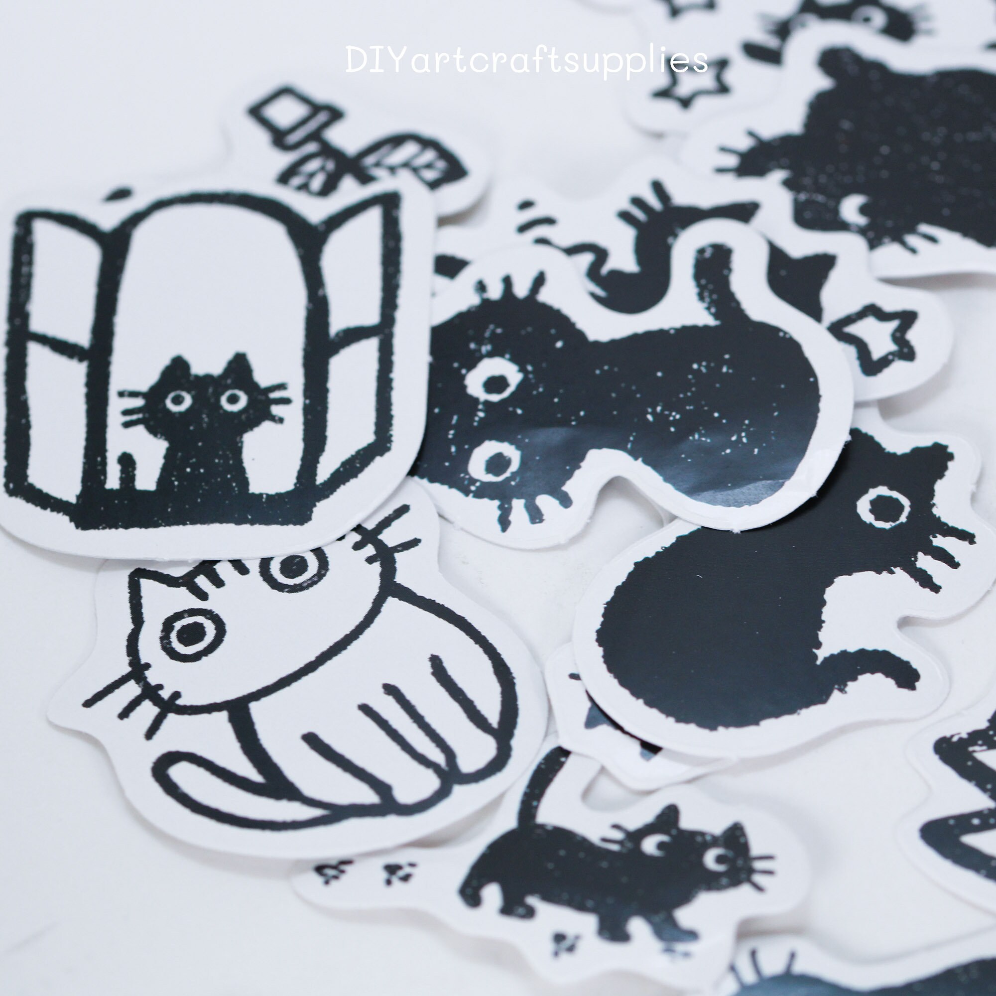 45 Pcs Cute Black Cat Stickers, Cartoon Black Cat Stickers, Funny Black ...