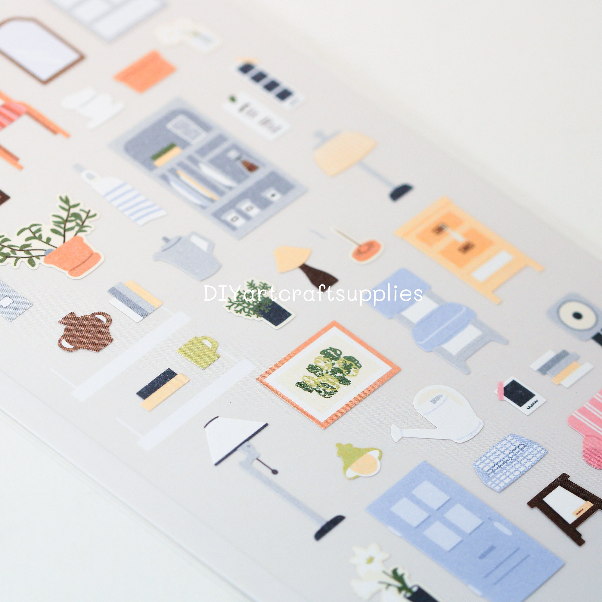 Vintage House Sticker Sheet, Furniture Stickers, Cute House Stickers ...