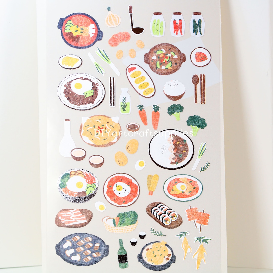 Korean Food Sticker Sheets, Cute Korean Food Stickers, Kawaii Stickers ...