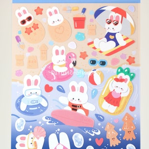 Cute Rabbit Stickers, Rabbit at the Beach Stickers, Rabbit in Space ...