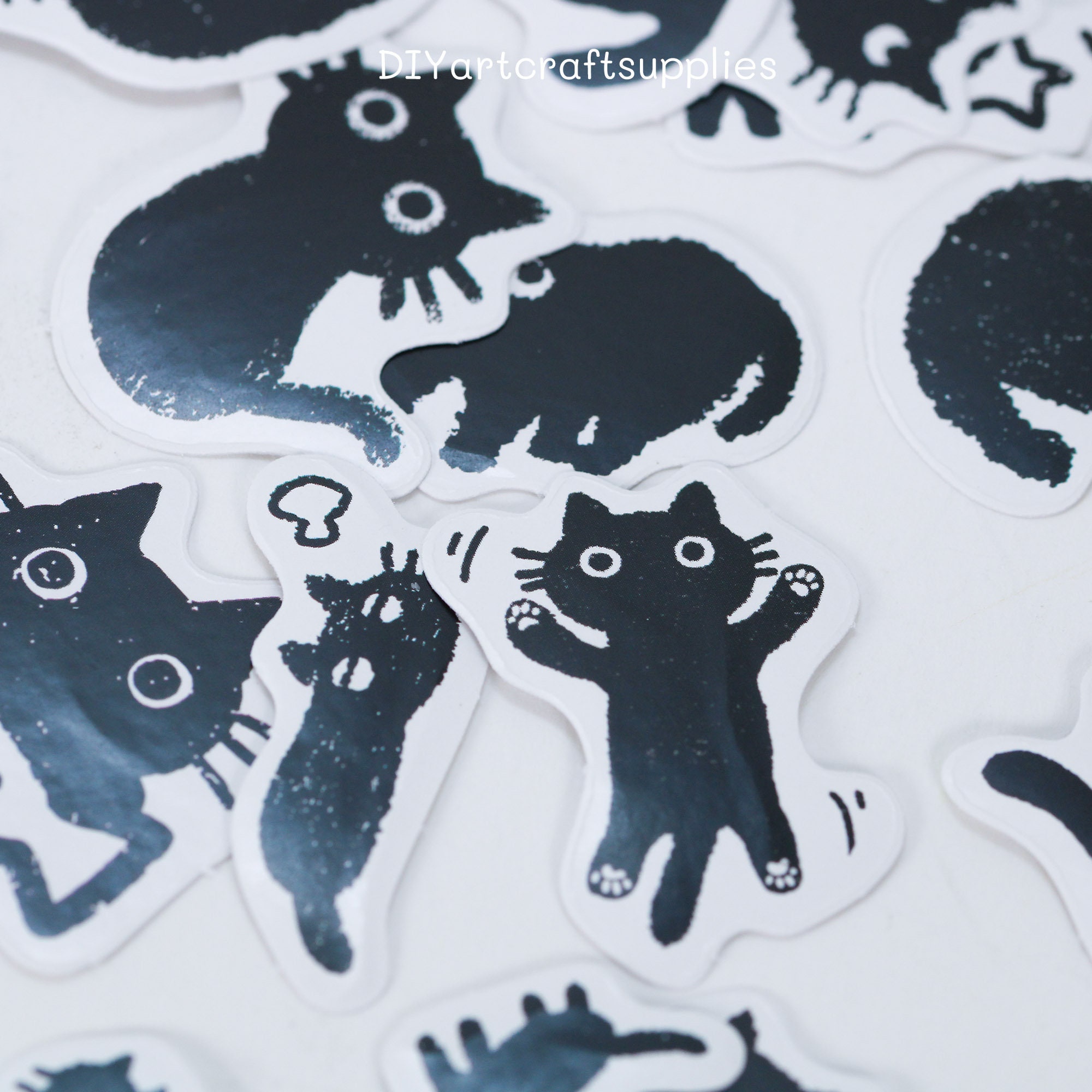 45 Pcs Cute Black Cat Stickers, Cartoon Black Cat Stickers, Funny Black ...