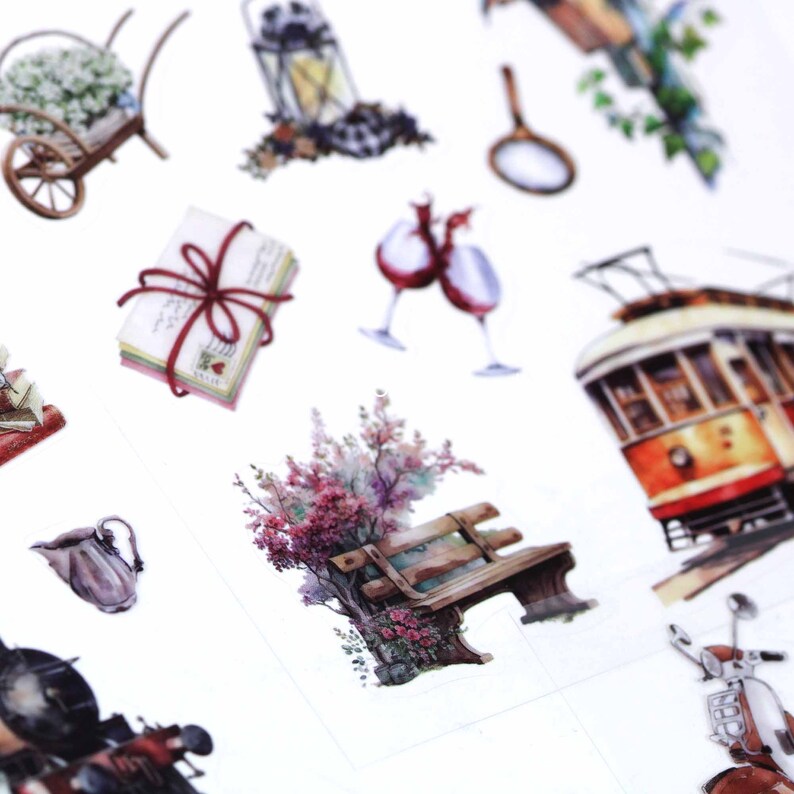 6 Sticker Sheets of PVC Vintage Transportation Stickers, Travel ...