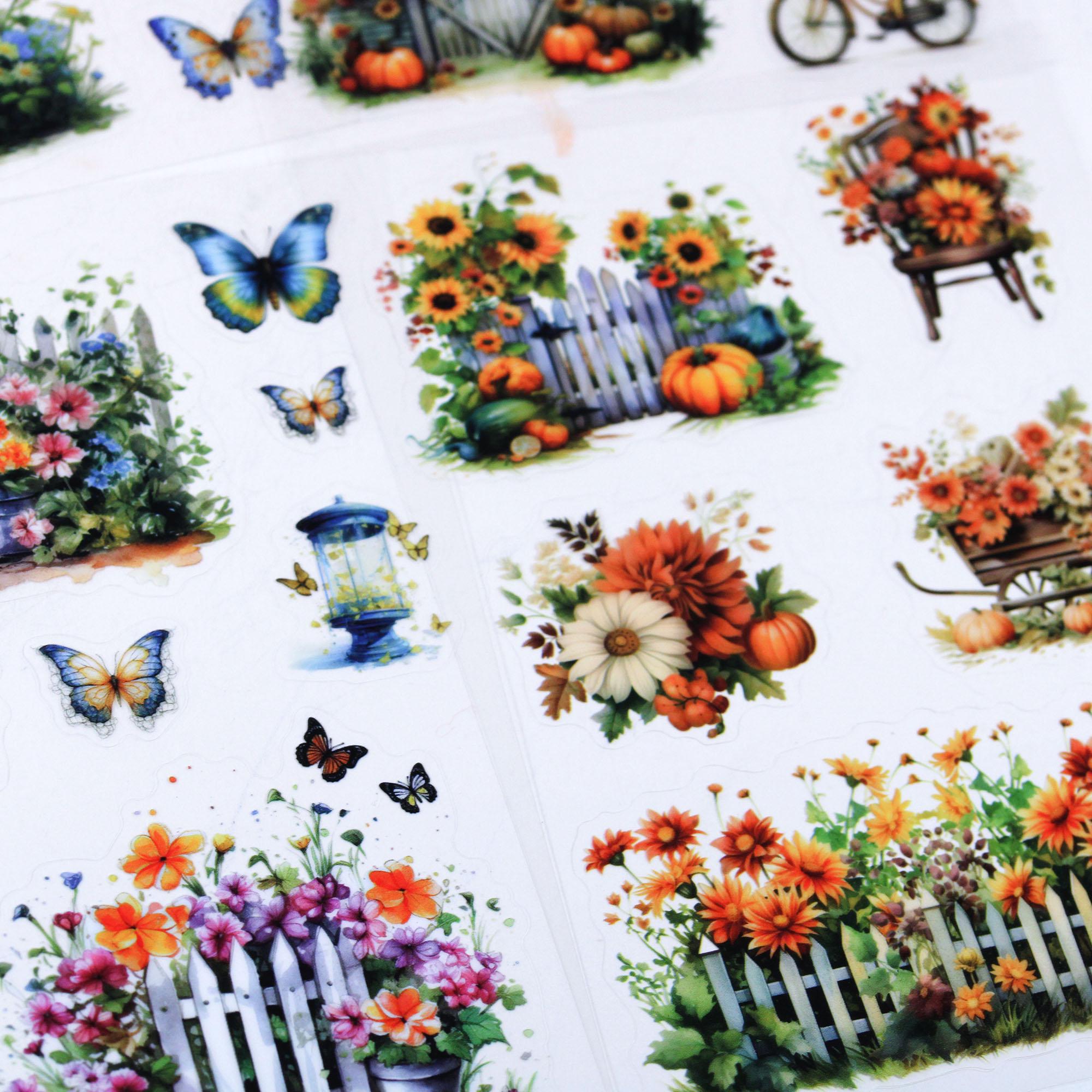 20 Sticker Sheets Garden Flower Fence Stickers, Secret Garden ...