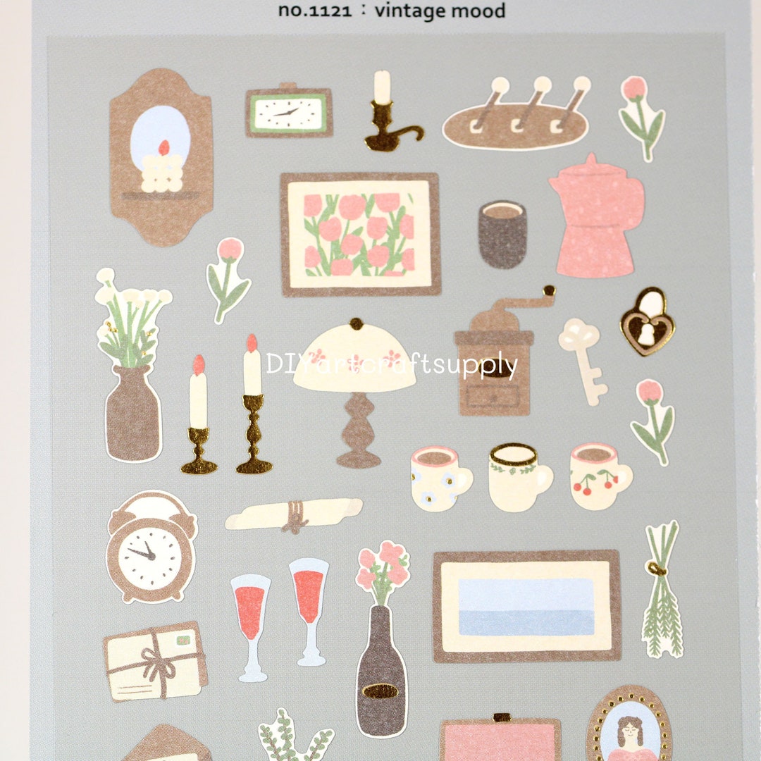 Victorian Home Furniture Sticker Sheet, Vintage Mood Stickers, Vintage ...
