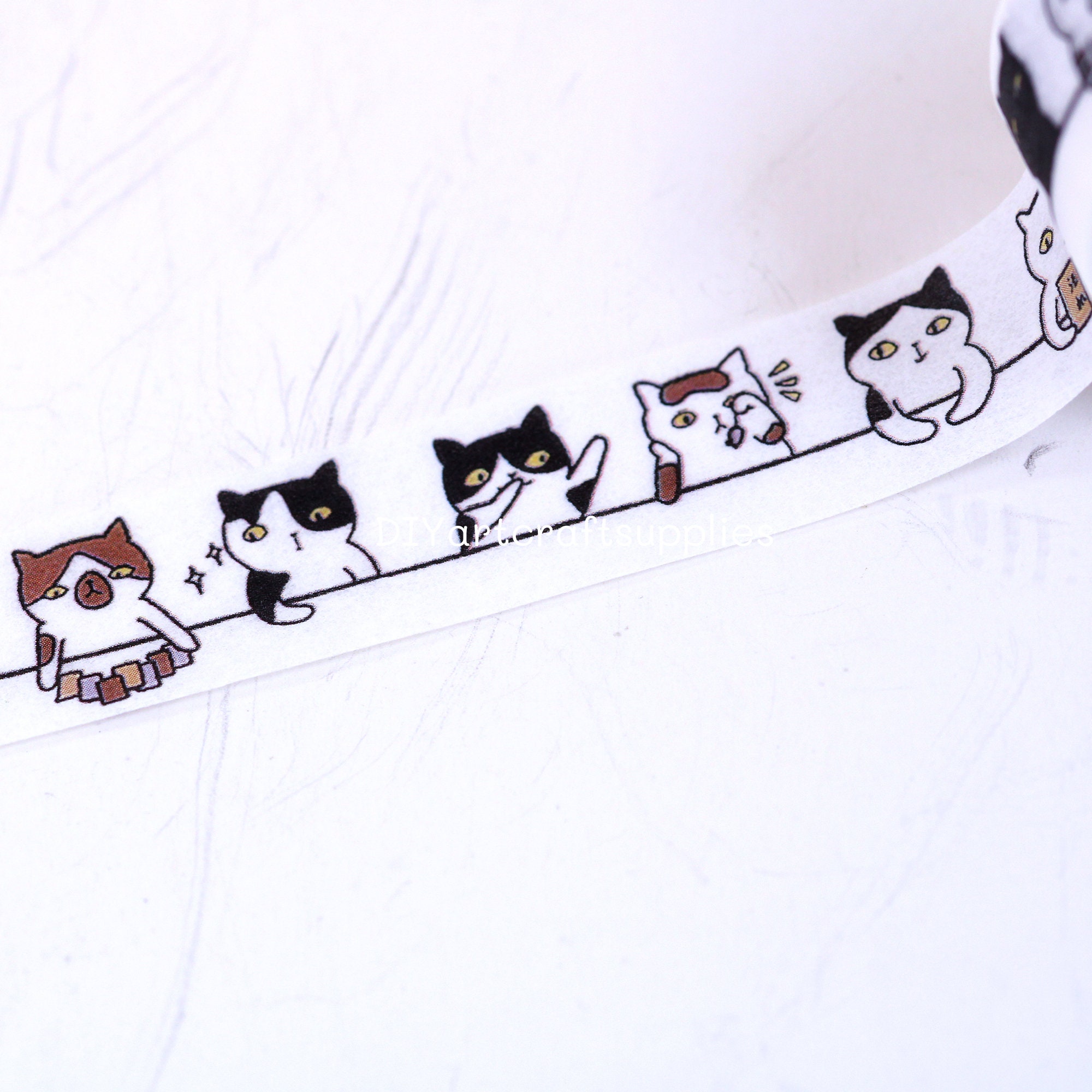Cute Cat Washi Tape, Cartoon Cat Pattern Washi Tape, Kawaii Cat Washi ...