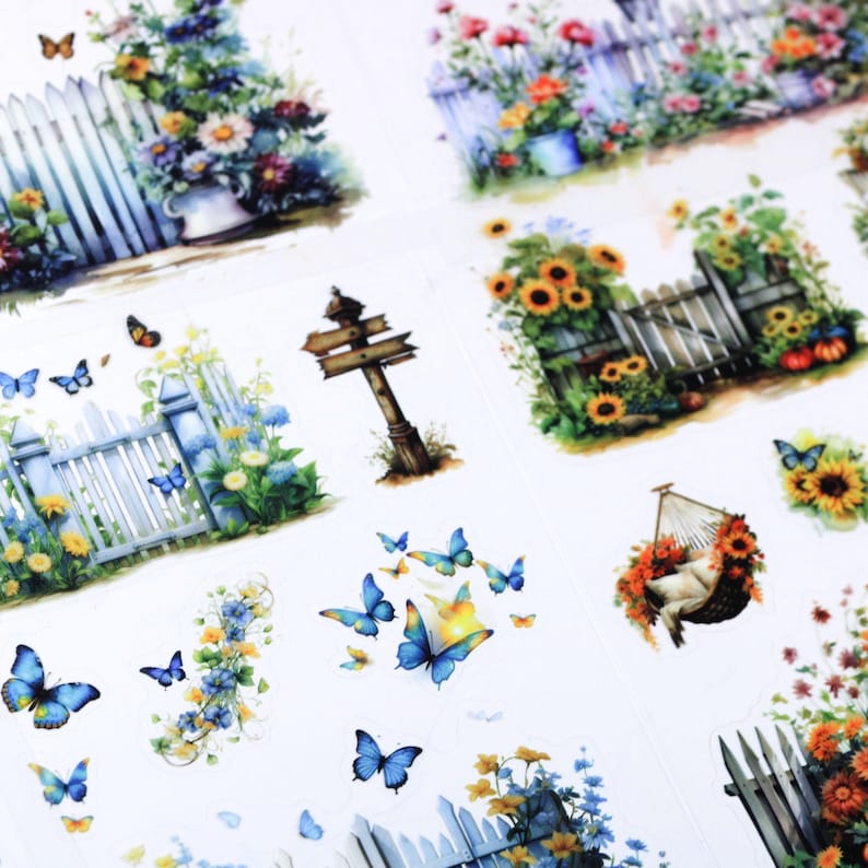 20 Sticker Sheets Garden Flower Fence Stickers, Secret Garden ...