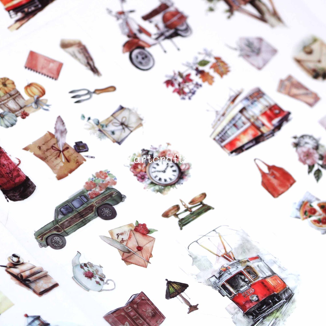 6 Sticker Sheets of PVC Vintage Transportation Stickers, Travel ...