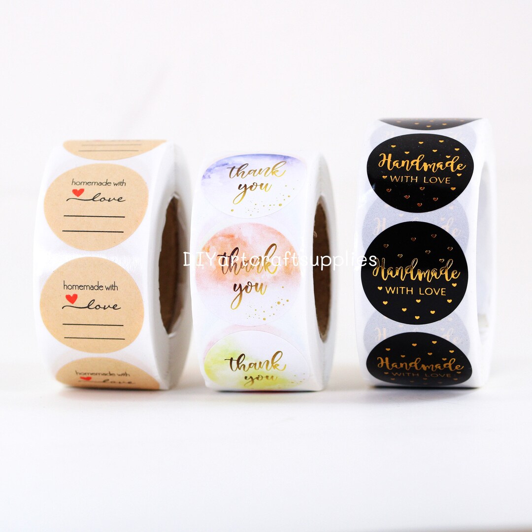 500 Pcs Sticker Roll, "handmade With Love" Label Stickers, "thank You ...