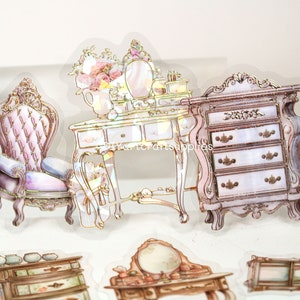 20 Pcs Gilding Victorian Furniture Sticker, Holographic Laser Furniture ...
