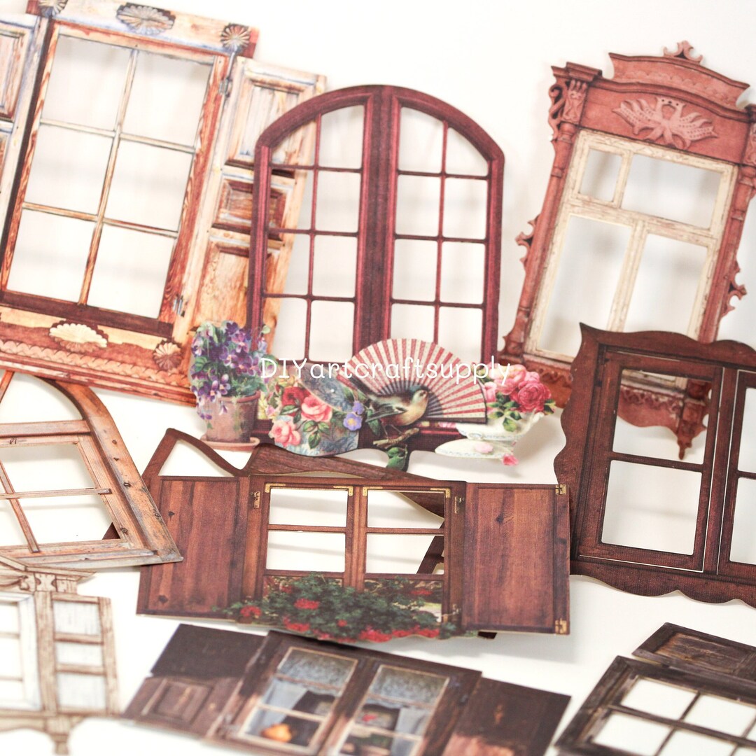 10 Pcs Laser Cut Victorian Brown Window and Door Paper Stickers for ...