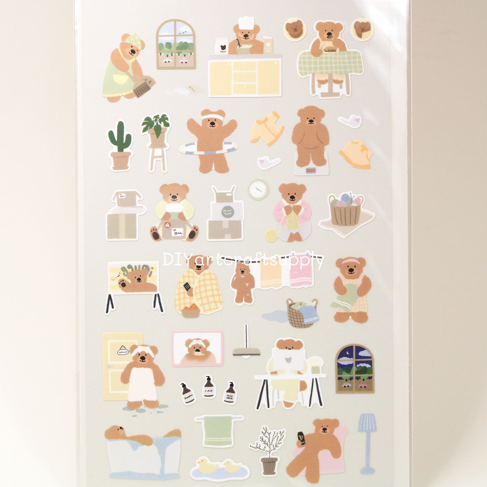 Farmer Bear Sticker, Cute Bear Stickers, Farm Animal Stickers, Bear at ...
