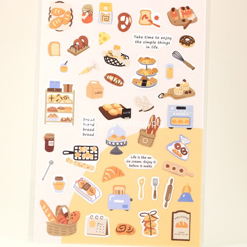 Bread Lover Stickers, Bakery Stickers, Food Stickers, Kawaii Stickers ...