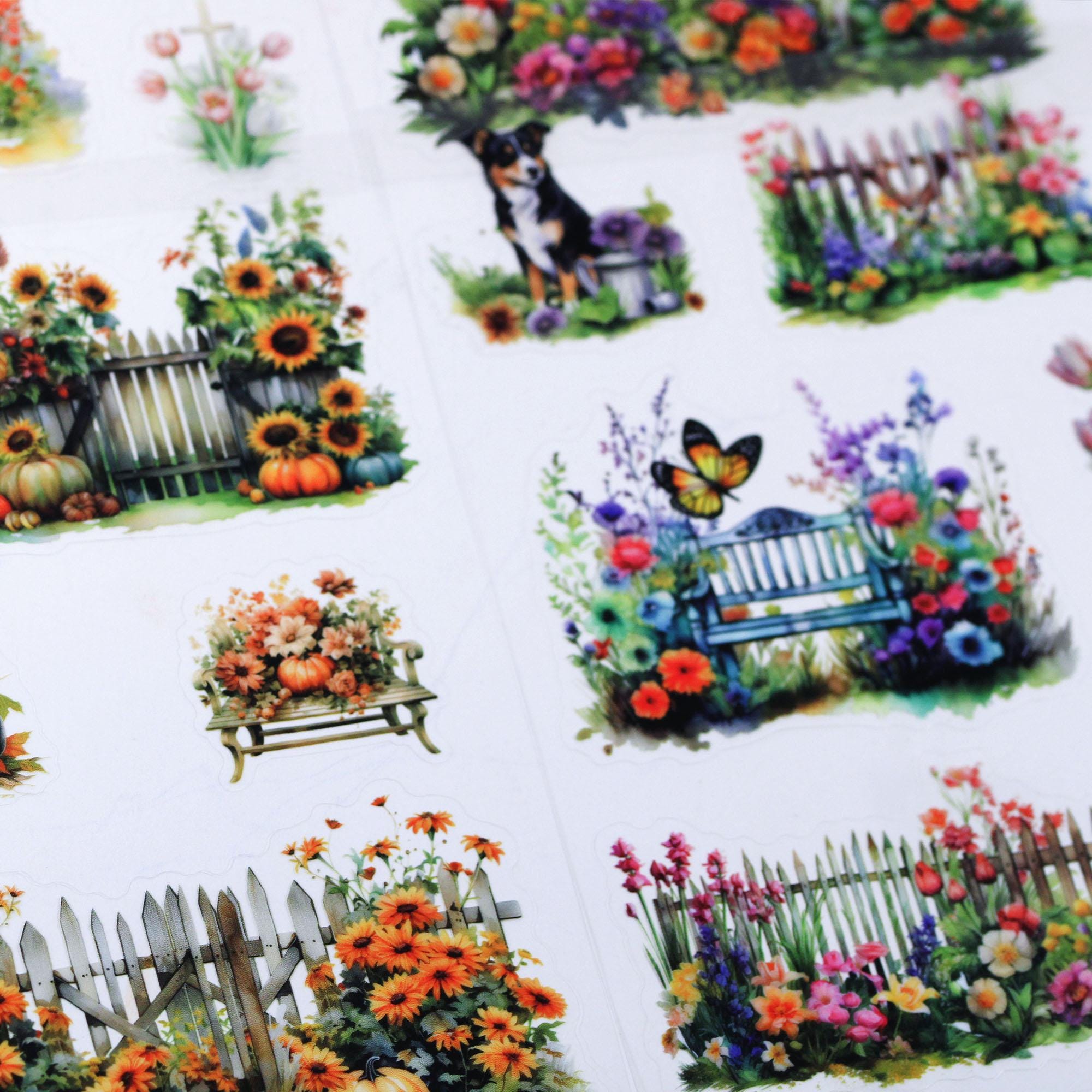 20 Sticker Sheets Garden Flower Fence Stickers, Secret Garden ...