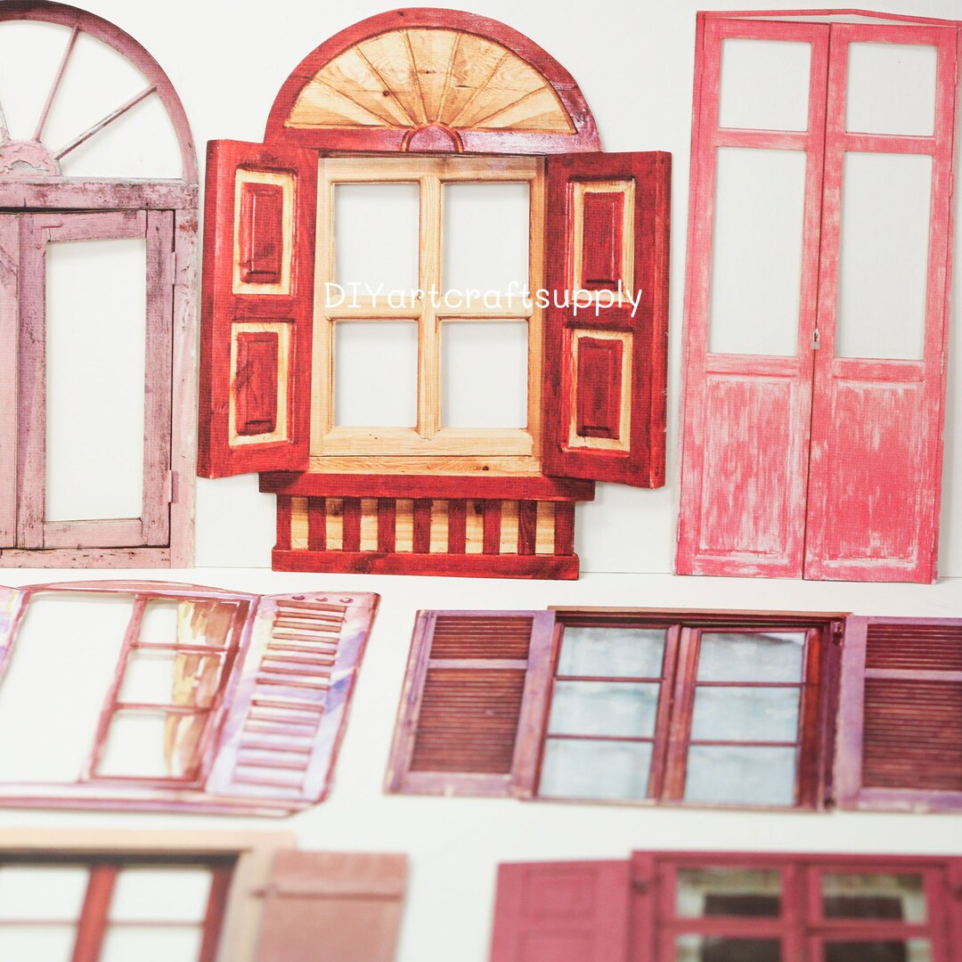 10 Pcs Red Victorian Vintage Door and Window Laser Cut Stickers for ...