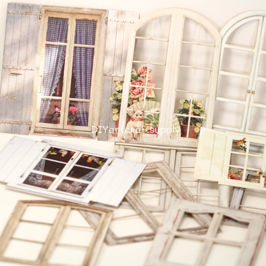 10 Pcs Laser Cut Victorian White Window and Door Stickers for Scrapbook ...