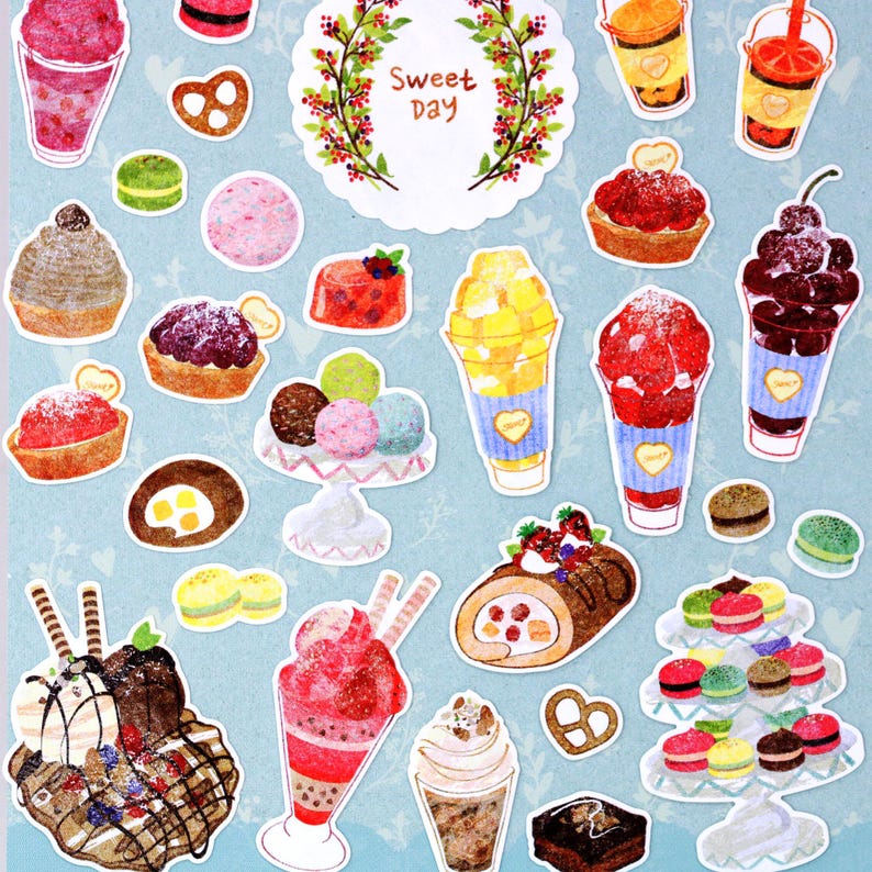 Sweet Ice-cream Stickers, Kawaii Dessert Stickers, Sweet Treat Stickers ...