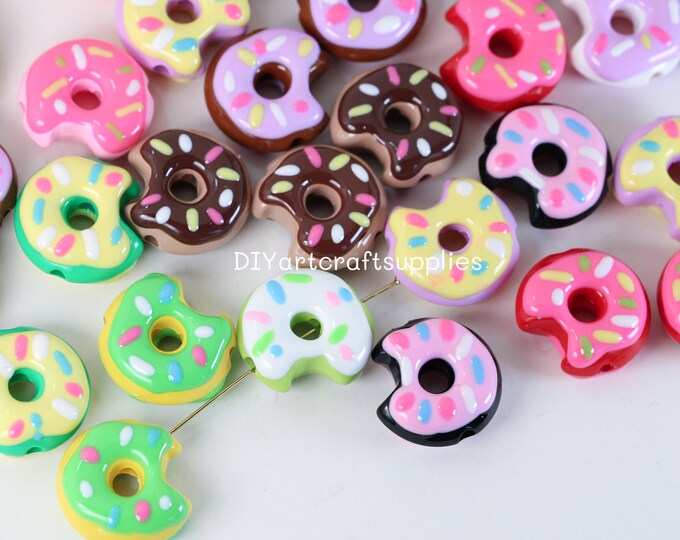 20 Pcs Lot Resin Donut Beads for DIY Jewelry Making, Craft Supplies ...