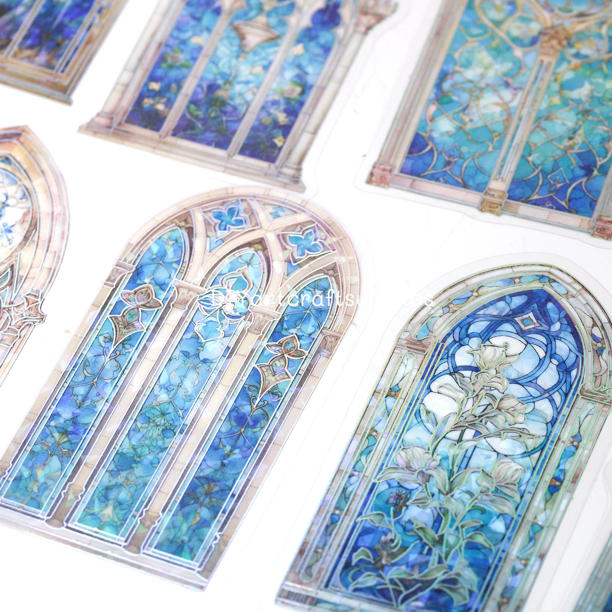 10 Pcs Gold Foil Holographic Church Window Stickers Bag, Laser Glass ...