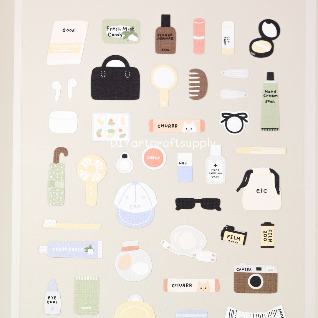 In My Bag Sticker Sheet, Everyday on the Go Object Stickers, Personal ...