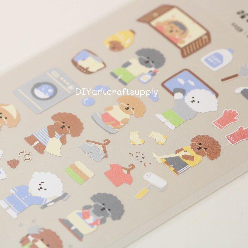 Cute Dog Sticker Sheet, Dogs Go Camping Stickers, Dogs Clean House ...