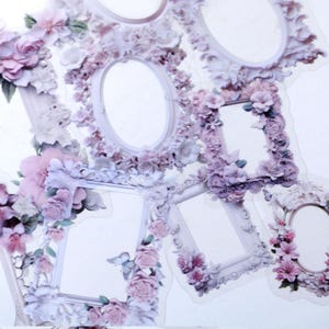 20 Pcs Blue Flower Frame Sticker, PVC Floral Frame Sticker for ...