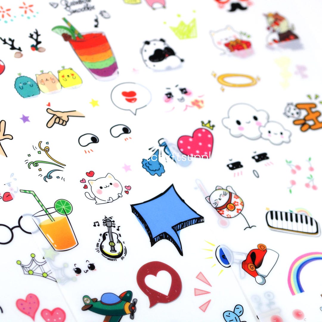 6 Sticker Sheets of Cartoon Cute Animal Stickers, Scrapbook Kawaii ...