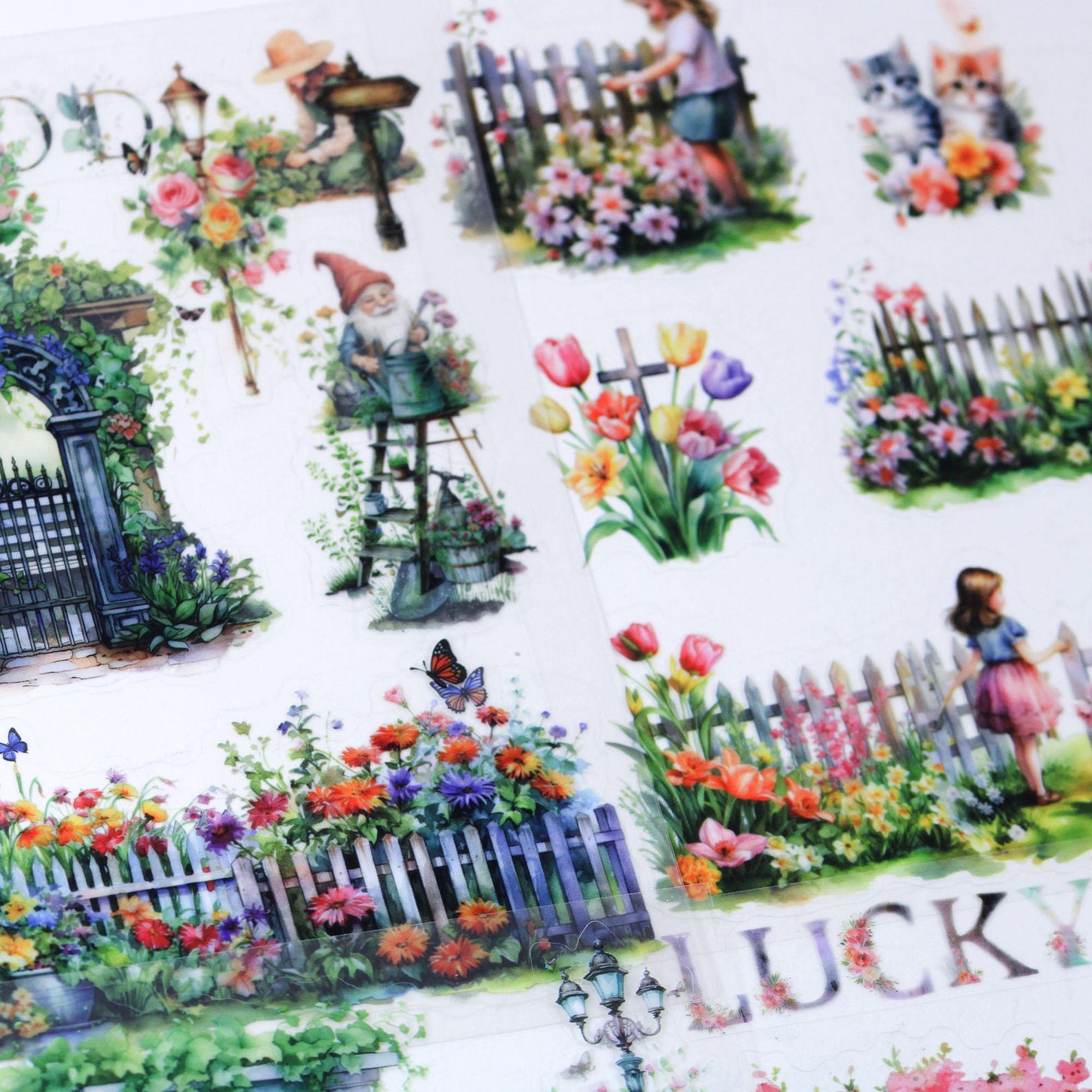 20 Sticker Sheets Garden Flower Fence Stickers, Secret Garden ...
