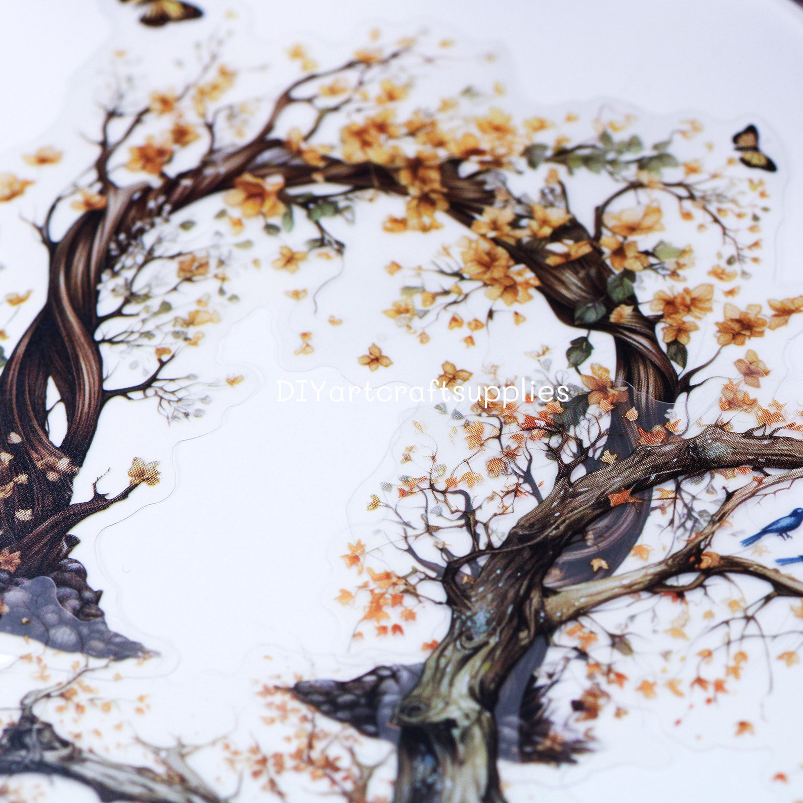 10 Pcs PET Winter Summer Forest Tree Stickers, Tree Gate Stickers ...