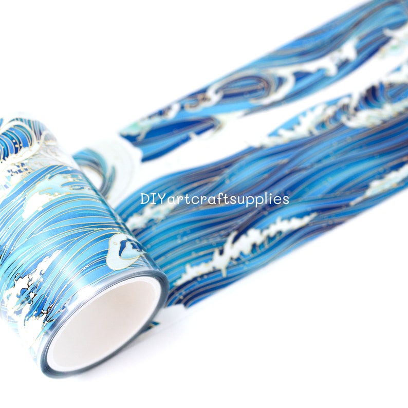 Gilding Great Wave Washi Tape, Big PET Gold Foil Washi Tapes, Japanese ...