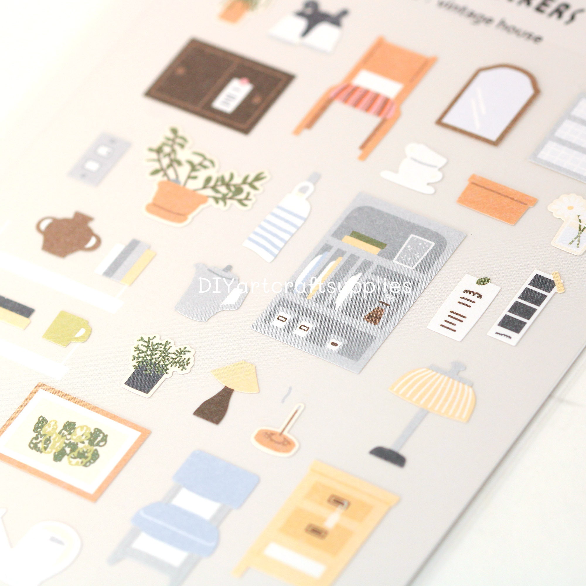 Vintage House Sticker Sheet, Furniture Stickers, Cute House Stickers ...