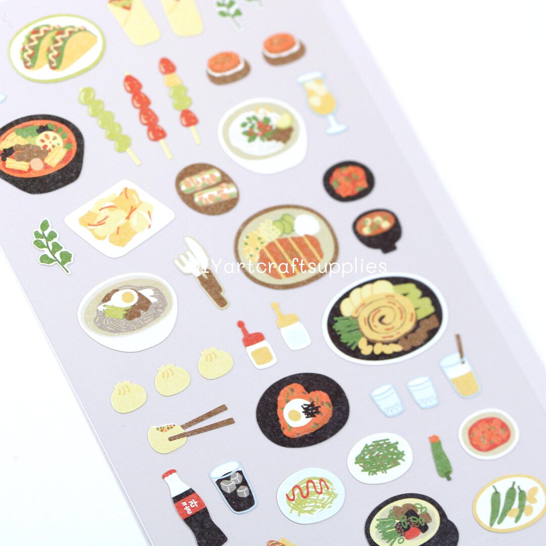 Street Food Sticker Sheet, Tacos Stickers, Korean Chicken Sticker, Cold ...