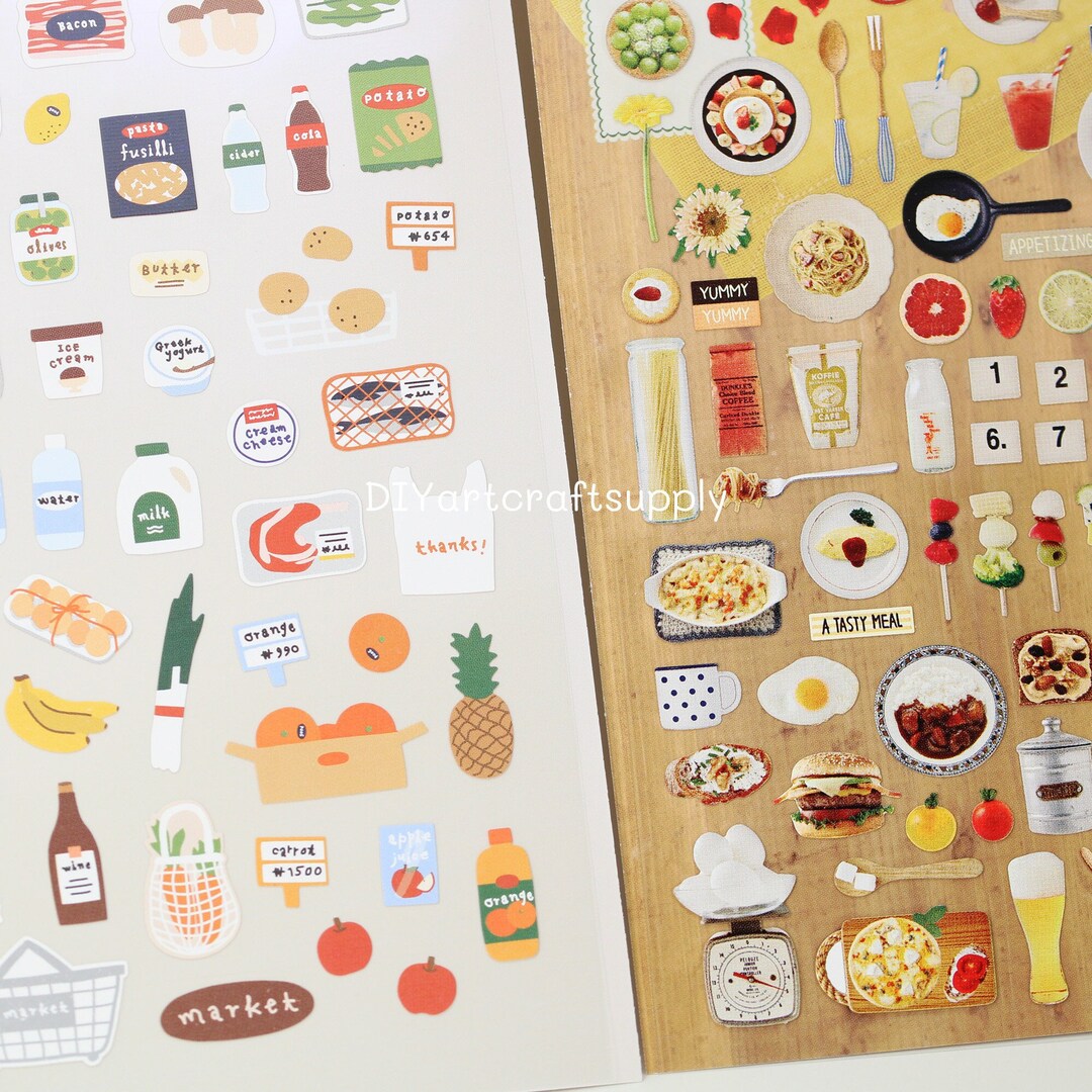 Grocery Items Stickers Sheet, Supermarket Items Sticker, Western Food ...
