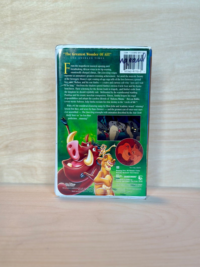 Vintage El Rey León VHS Walt Disney Masterpiece Collection Raro ...