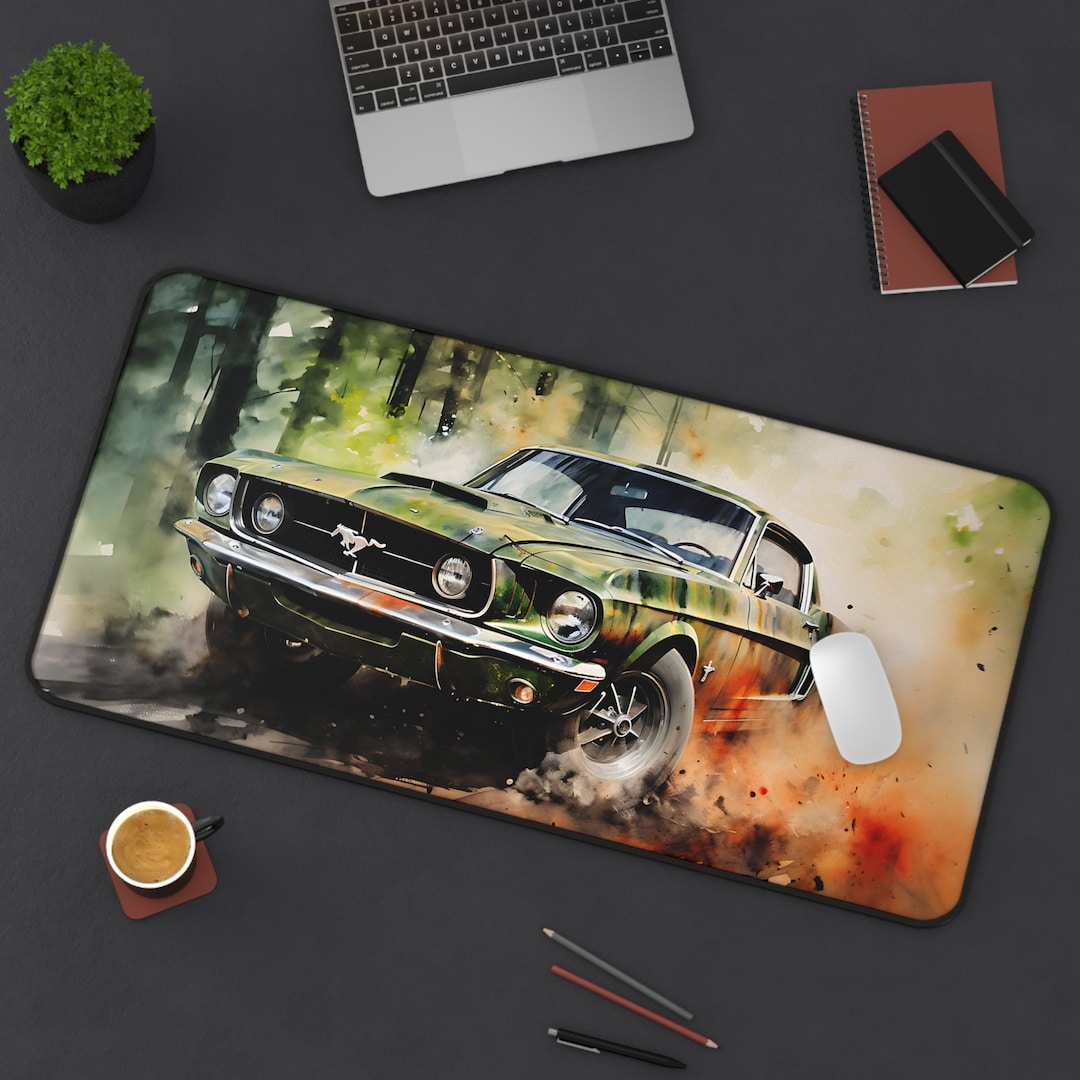 Classic Ford Mustang Desk Mat Vintage Car Mousepad Retro Car Desk Mat ...