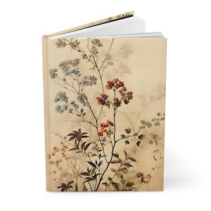 Vintage Pressed Wild Flower Hardcover Journal Floral Notebook Botanical ...