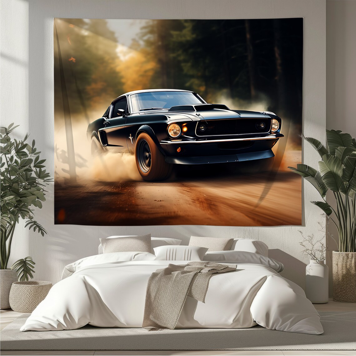 Classic Ford Mustang Wall Tapestry Muscle Car Wall Hanging Racing Car ...