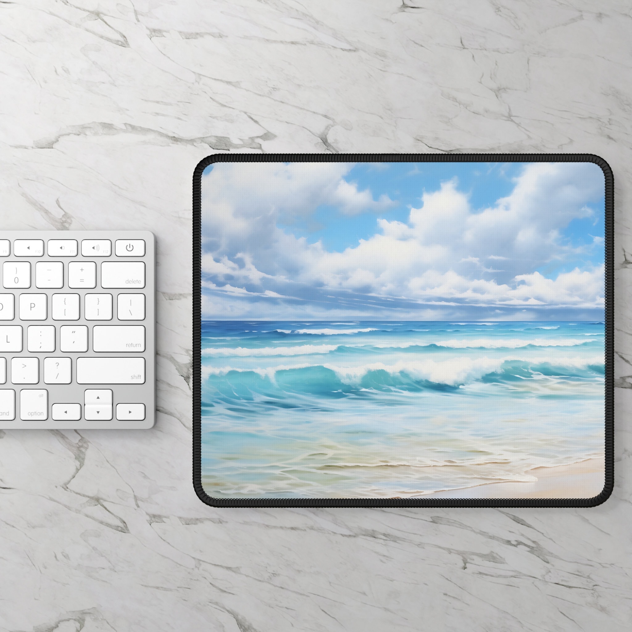 Beach Waves Desk Mat Blue Sky Desk Mat Tropical Paradise Mouse Pad ...