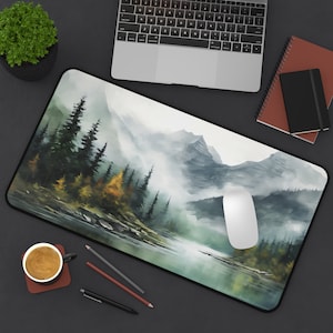 Nature Desk Mat Green Forest Desk Mat Nature Mouse Pad Nature Mountain ...