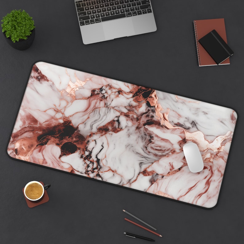 Gold Brown Luxury Marble Desk Mat Elegant Marble Mat Gold Mouse Pad ...