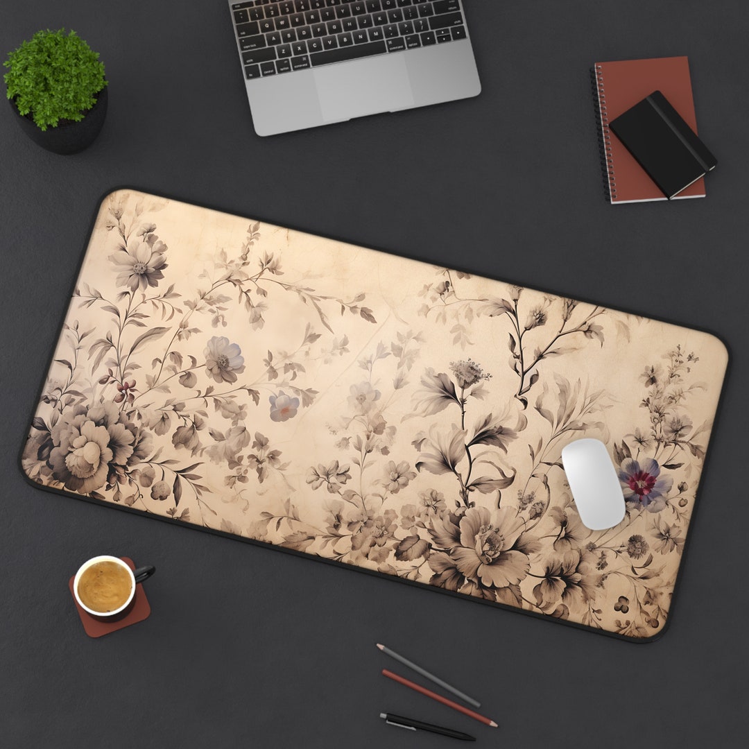 Retro Pressed Wildflowers Desk Mat Cottagecore Mat Botanical Mouse Pad ...
